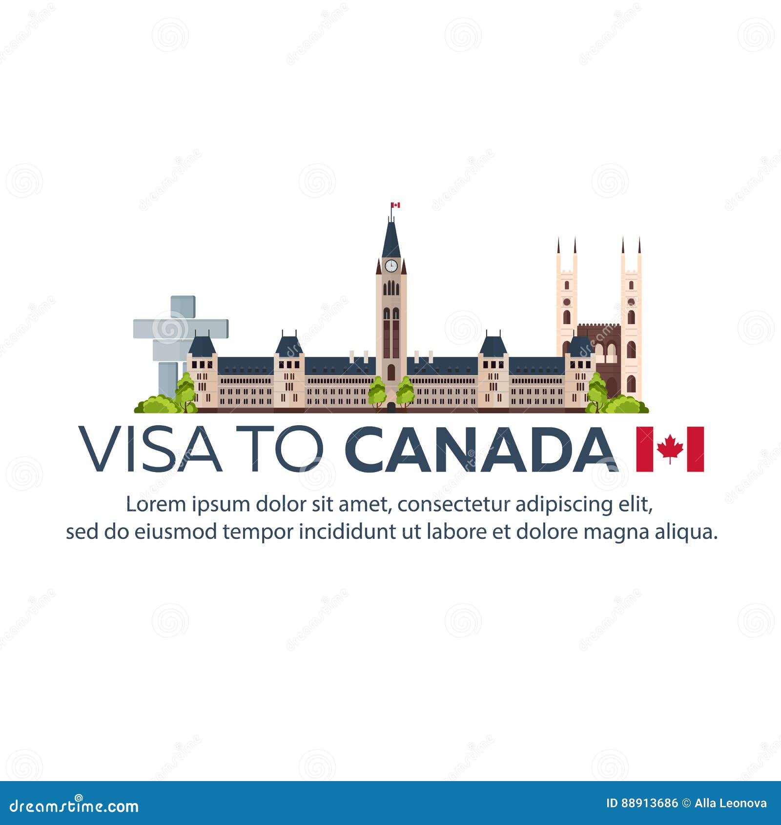 Visa To Canada. Document for Travel. Vector Flat Illustration. Stock ...