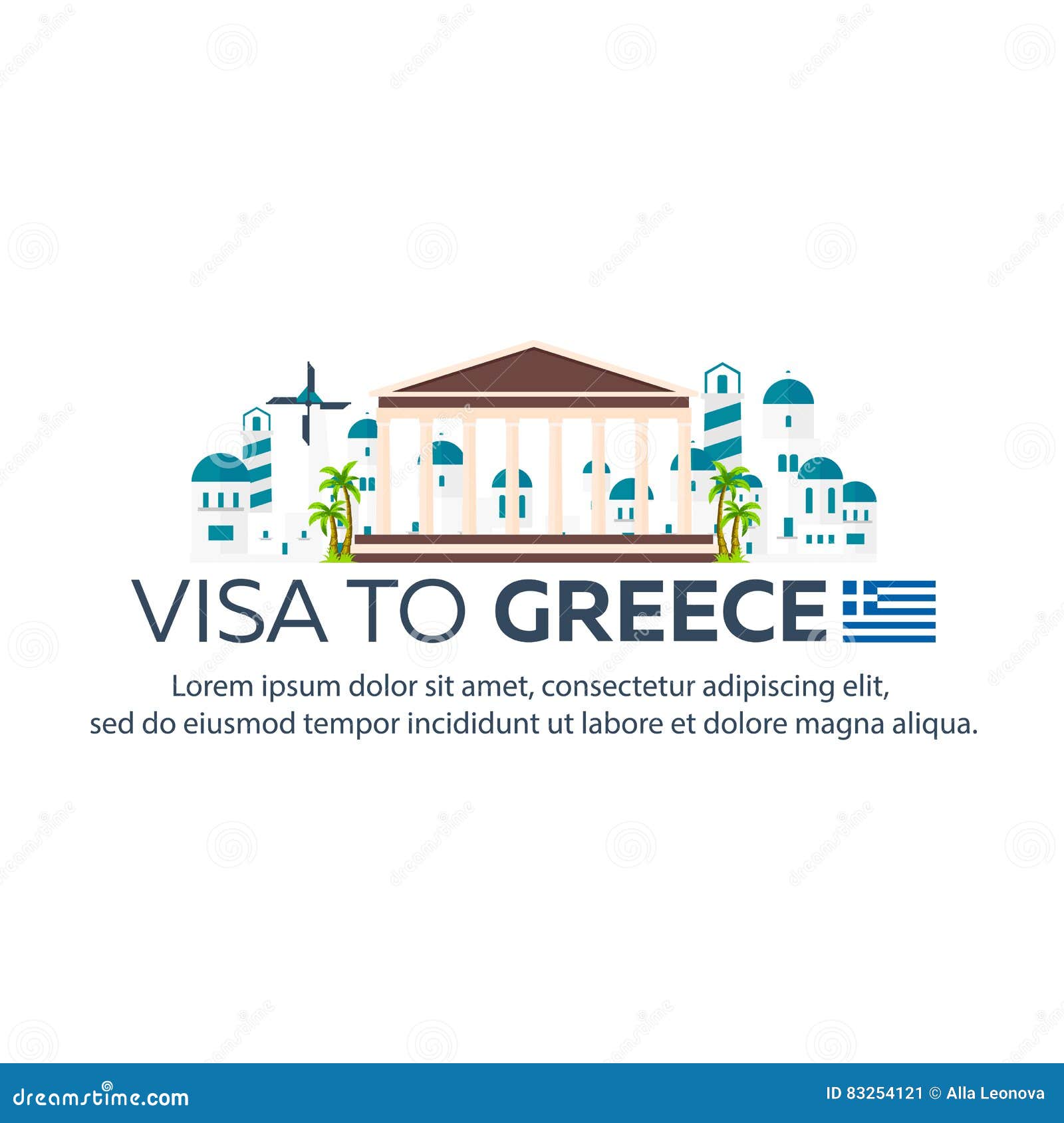 Visa To Greece. Document for Travel. Vector Flat Illustration. Stock ...