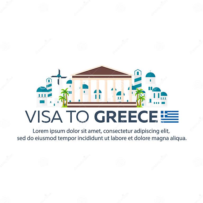 Visa To Greece. Document for Travel. Vector Flat Illustration. Stock ...