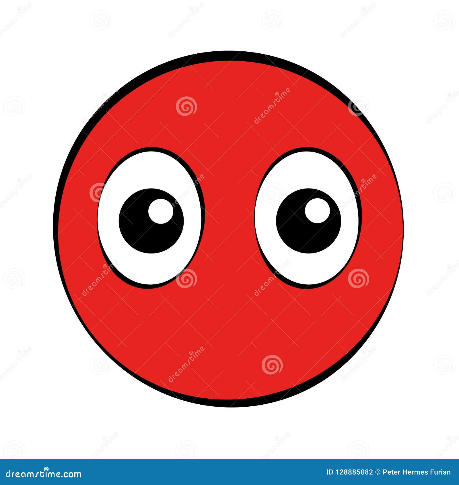 Visage Comique Rouge Rond Avec De Grands Yeux Illustration de Vecteur ...
