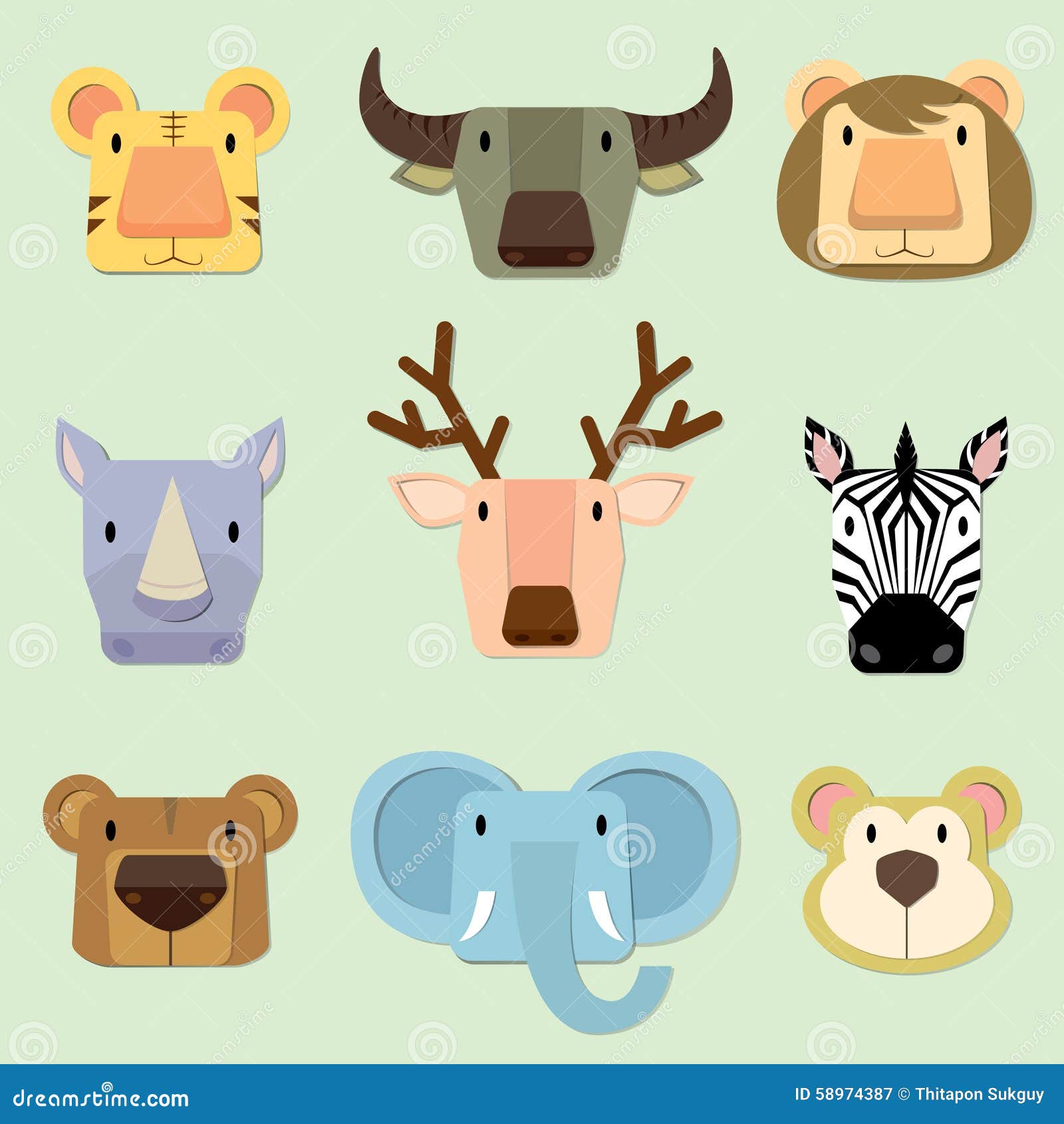 Visage d'animaux sauvages illustration de vecteur. Illustration du ...