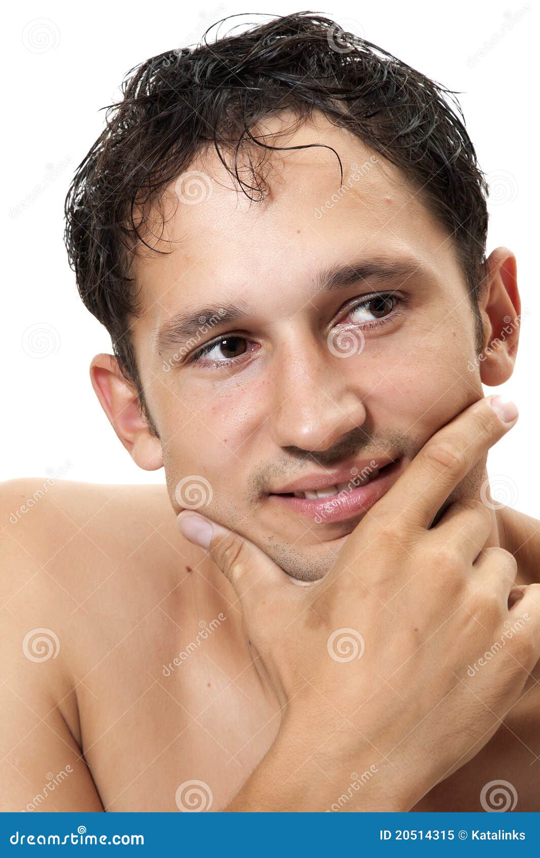 Visage d'homme bel image stock. Image du fermer, bras - 20514315