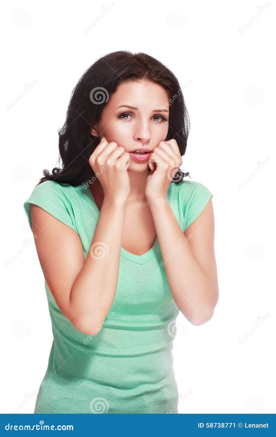 Visage de crainte de femme image stock. Image du moderne - 58738771