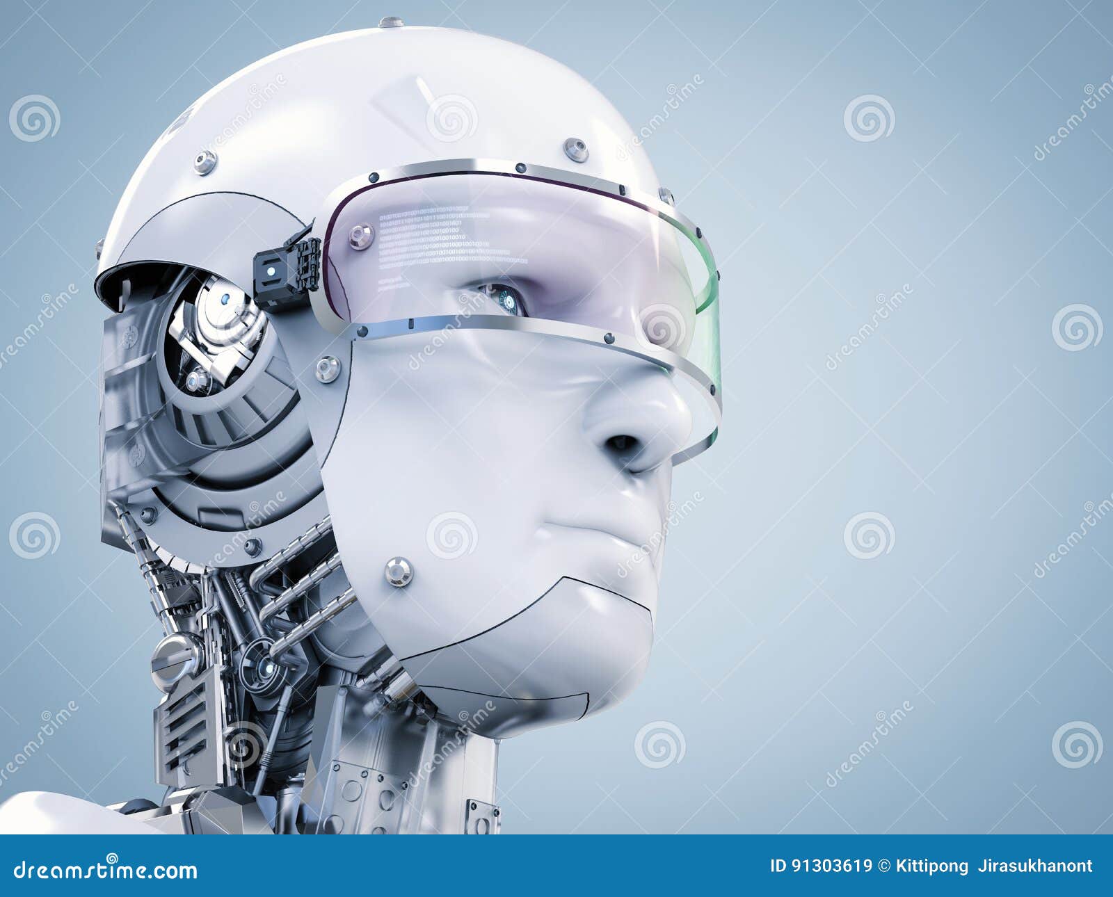 Visage De Cyborg Ou Visage De Robot Illustration Stock - Illustration ...