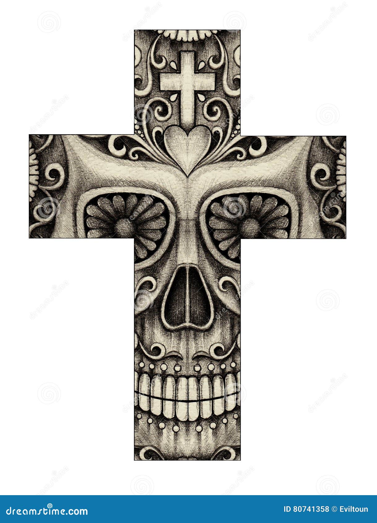 Visage De Smiley De Croix D'Art Skull Illustration Stock - Illustration ...