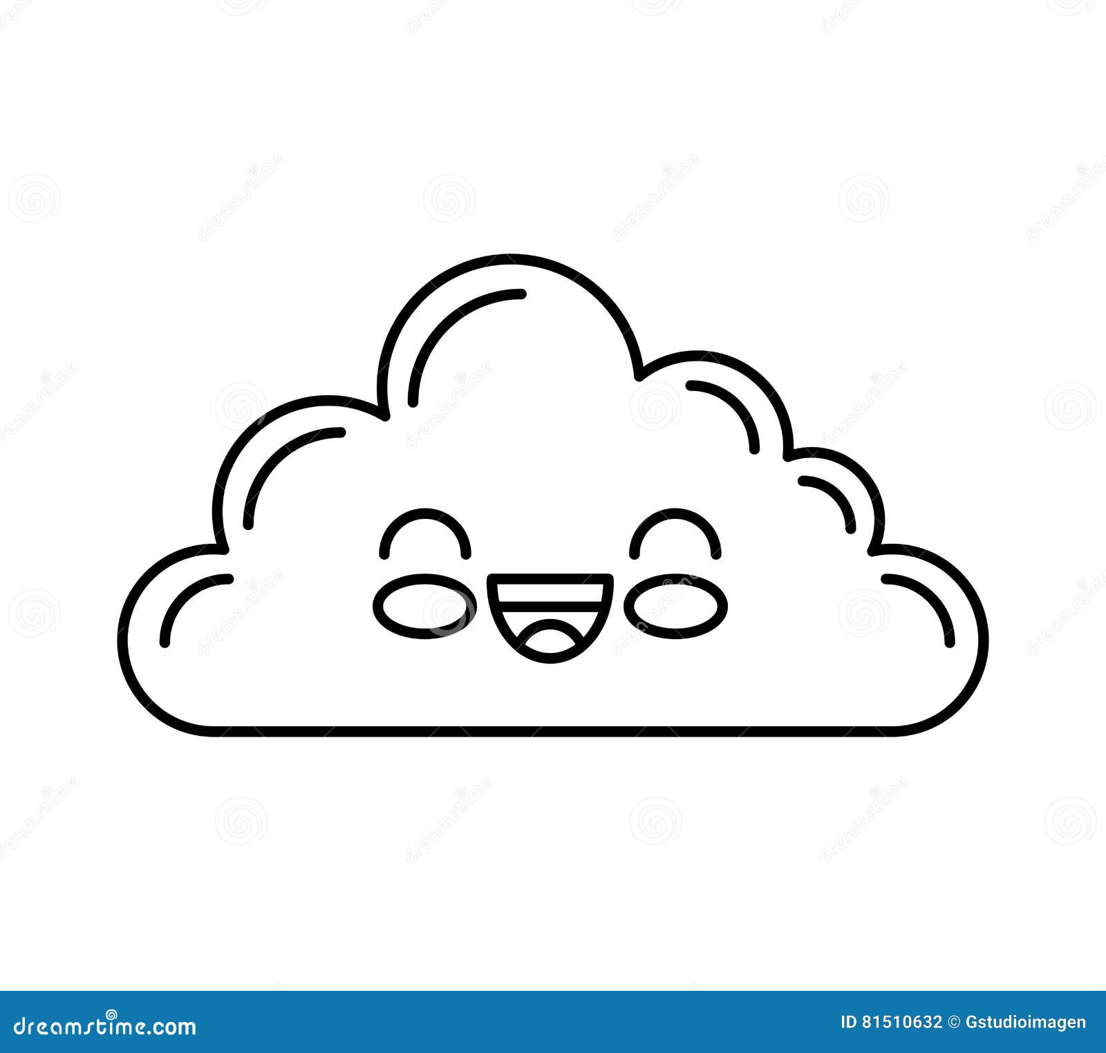 Visage Mignon De Kawaii De Nuage Illustration de Vecteur - Illustration ...