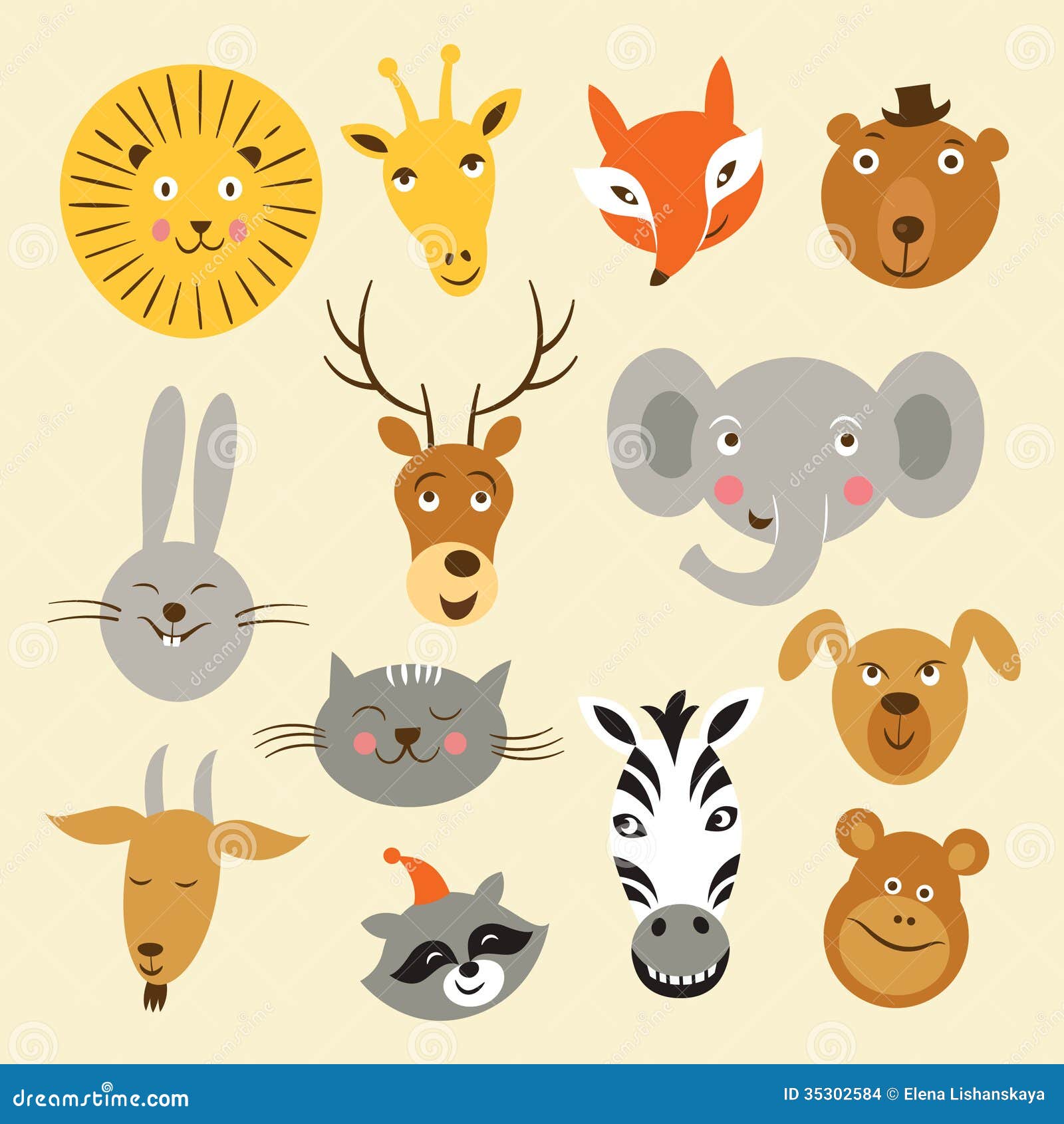 Visages animaux illustration de vecteur. Illustration du africain ...