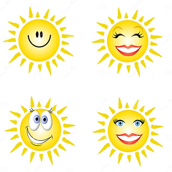 Visages De Smiley De Soleil Illustration Stock - Illustration du soleil ...