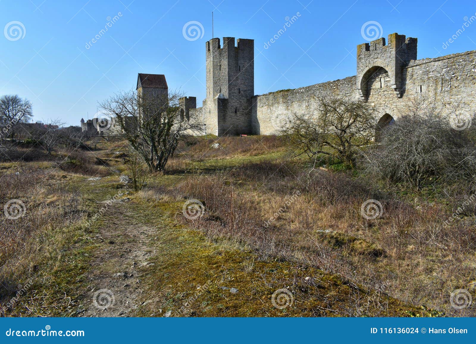 Visby Medieval City Wall. Gotland Stock Photo - Image of 12th, gotland ...