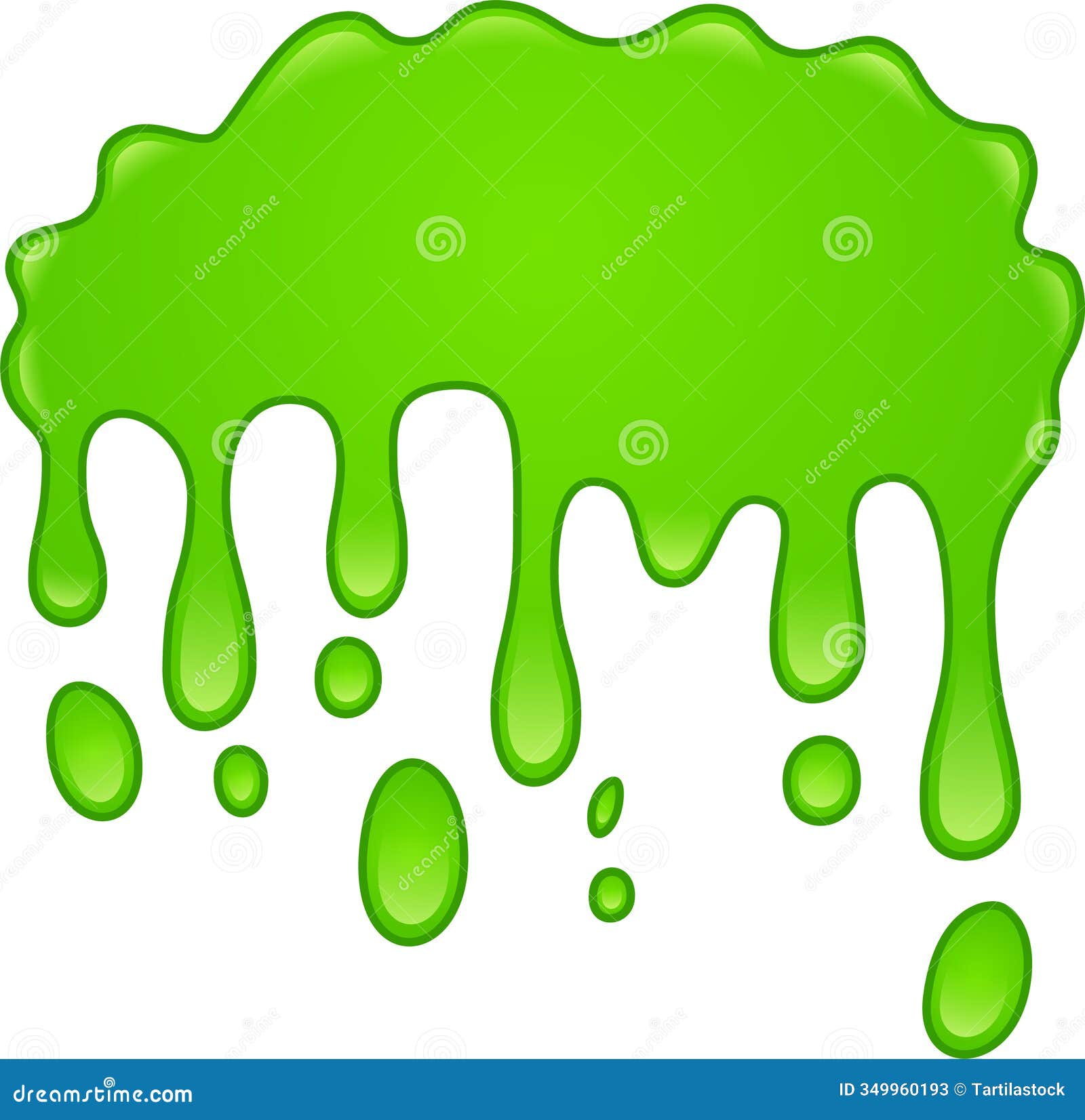 Viscous Bright Green Goo is Slowly Dripping Down, Forming a Playful ...