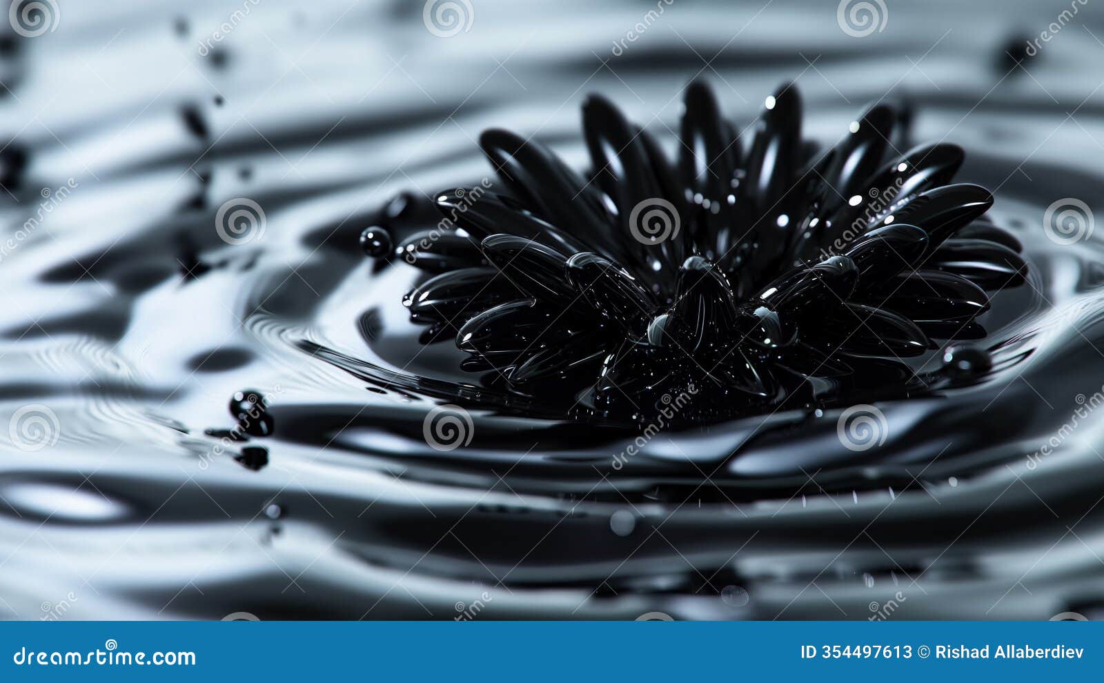 Viscous Magnetic Ferrofluid Droplet Impacting a Surface, Generating a ...