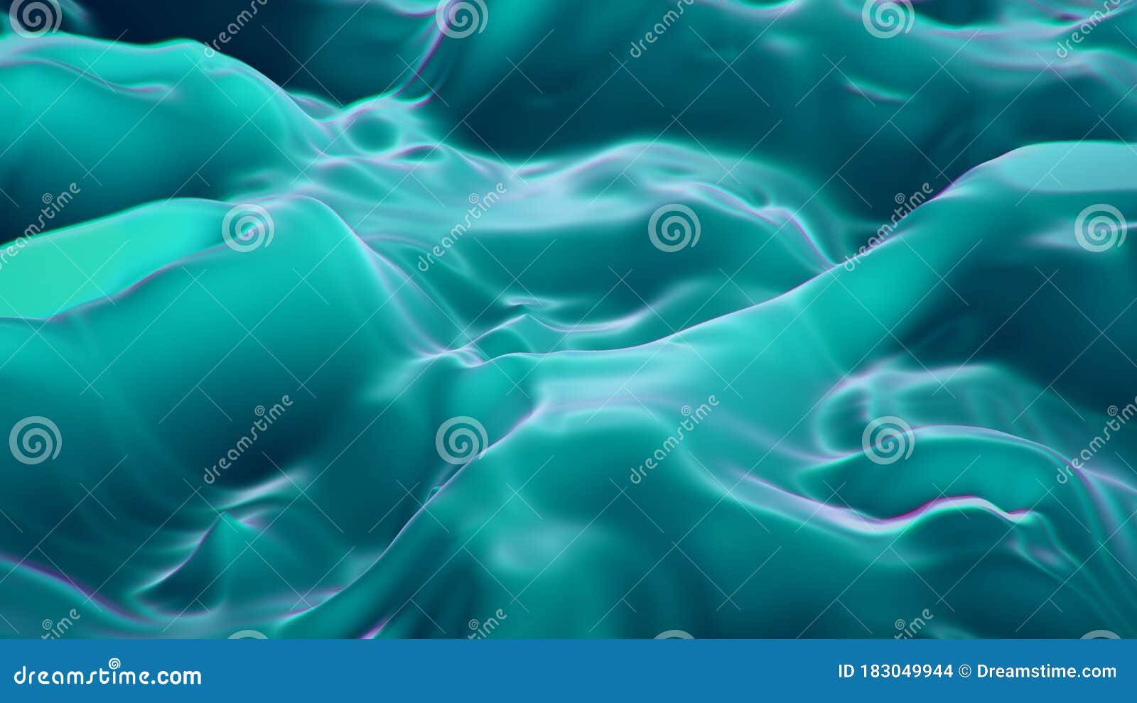 Viscous Shapeless Surface of Blue Neon Color, 3d Render Stock ...