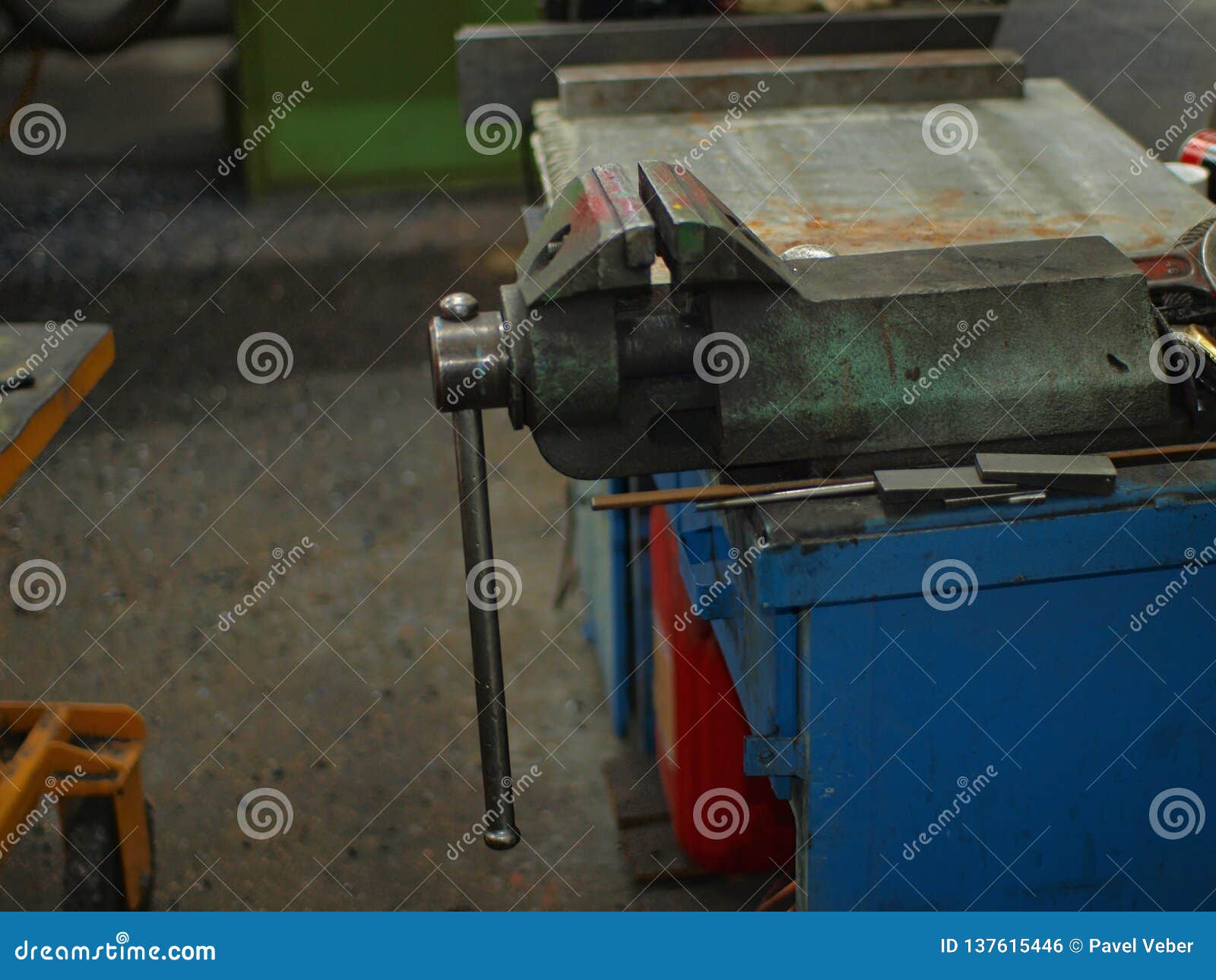 The vise on the table stock photo. Image of metal, vise - 137615446