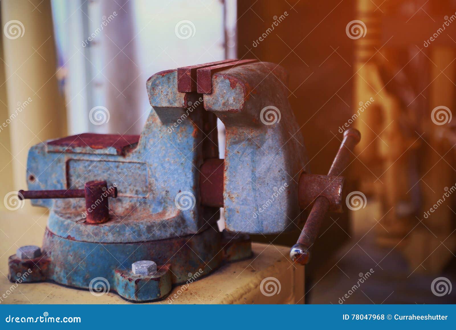 Vise Tool In Workshop Or The Garage For Support Hard Work, Special ...