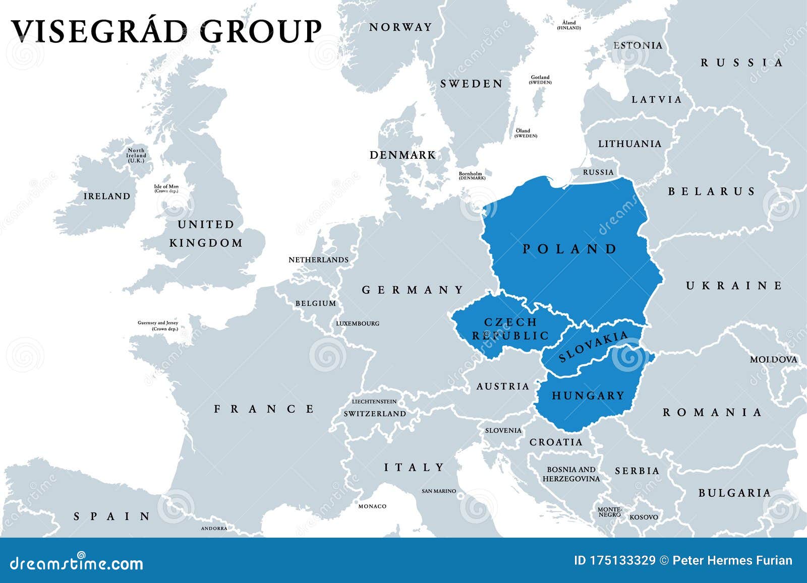VisegrÃ¡d Group, VisegrÃ¡d Four, V4 Member States Political Map Stock ...