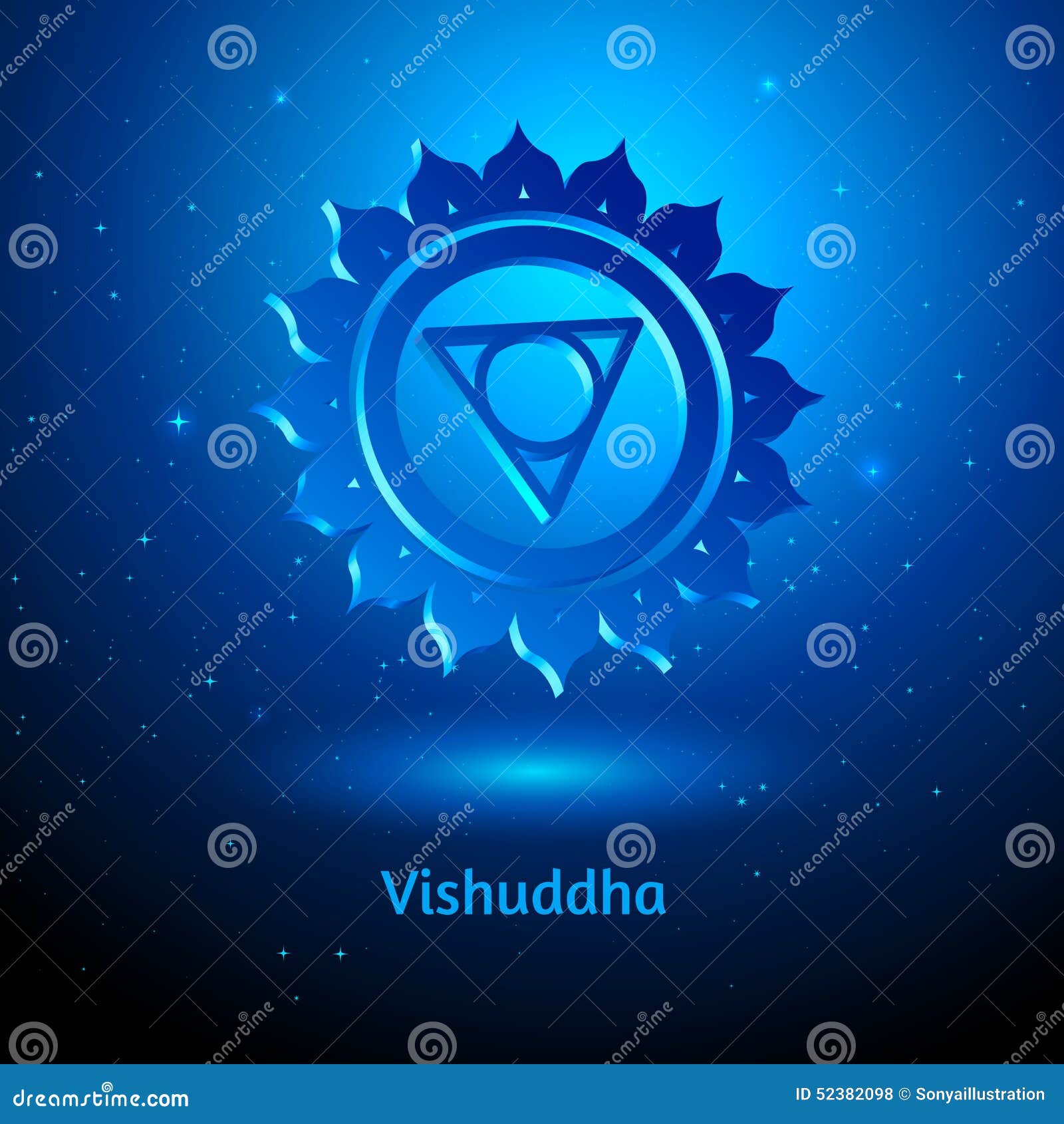 Vishuddha Chakra. Fifth, Throat Chakra Symbol Vector Illustration ...