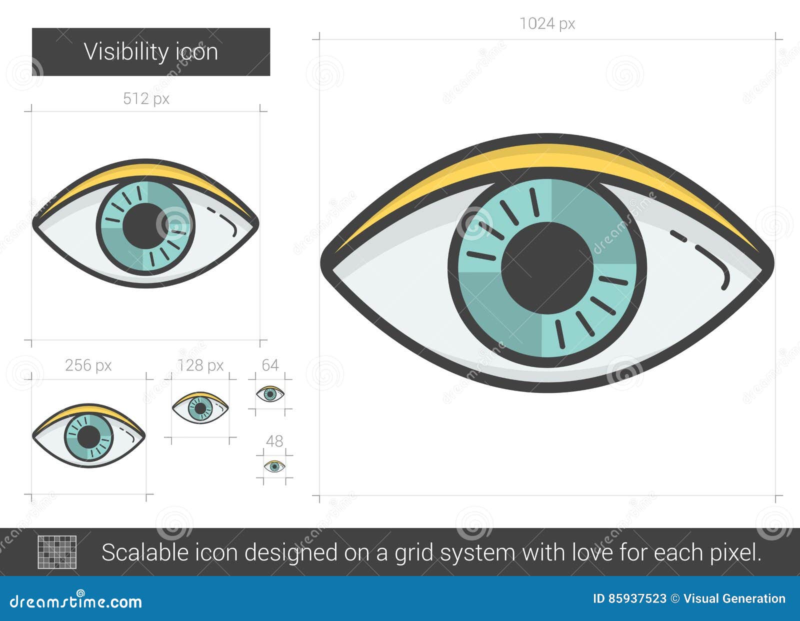 Visibility line icon. stock vector. Illustration of element - 85937523