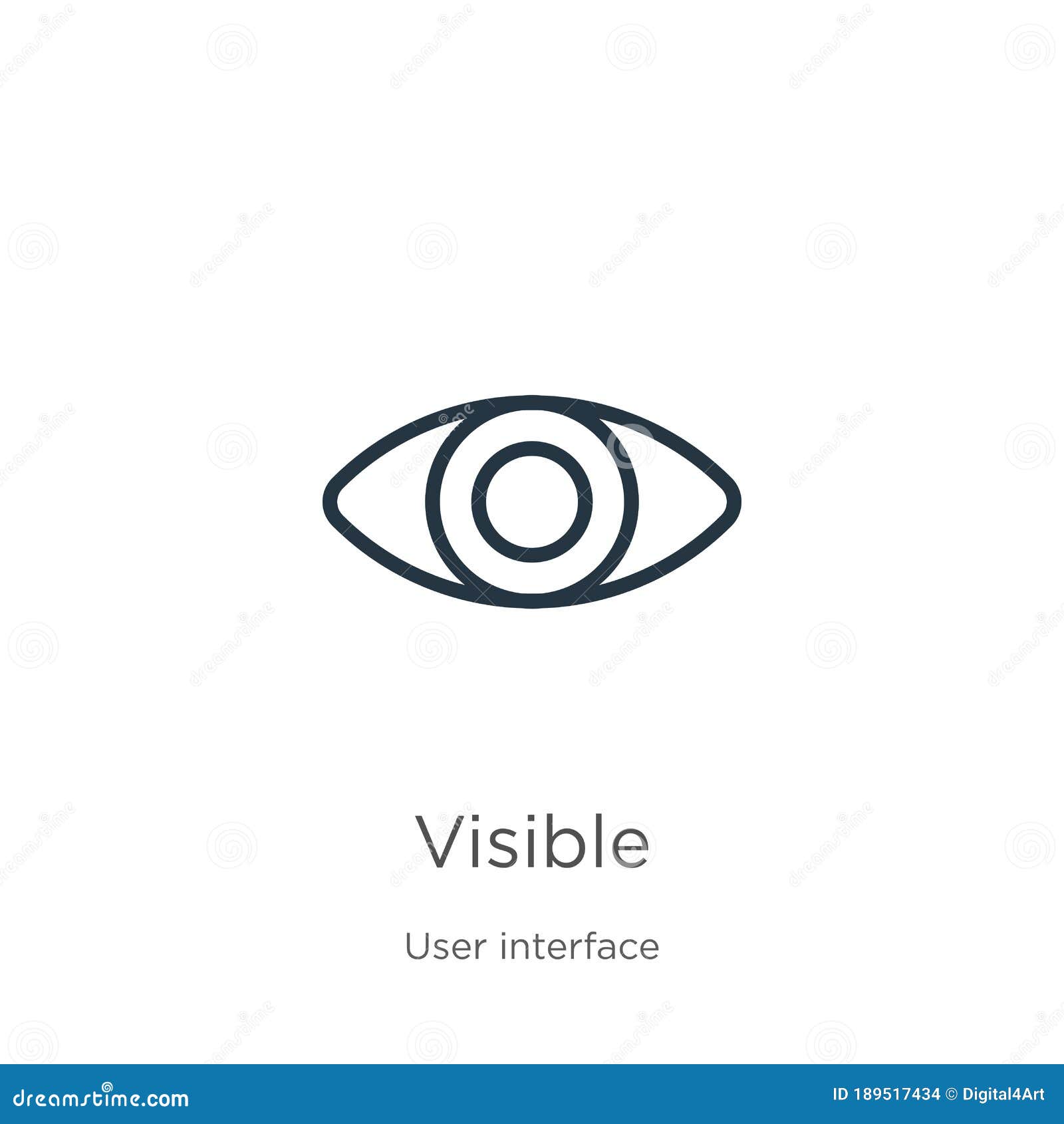 Visible Icon. Thin Linear Visible Outline Icon Isolated on White ...