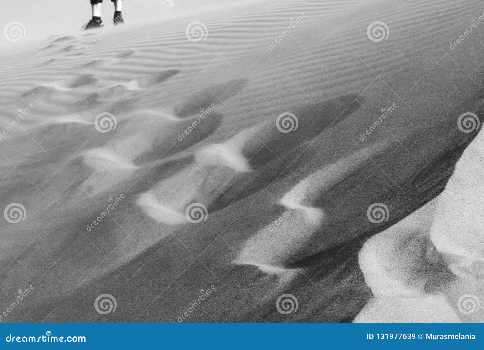 Footprint Markings the Sand Dune, Foot Path on Sahara Desert. Patterns ...