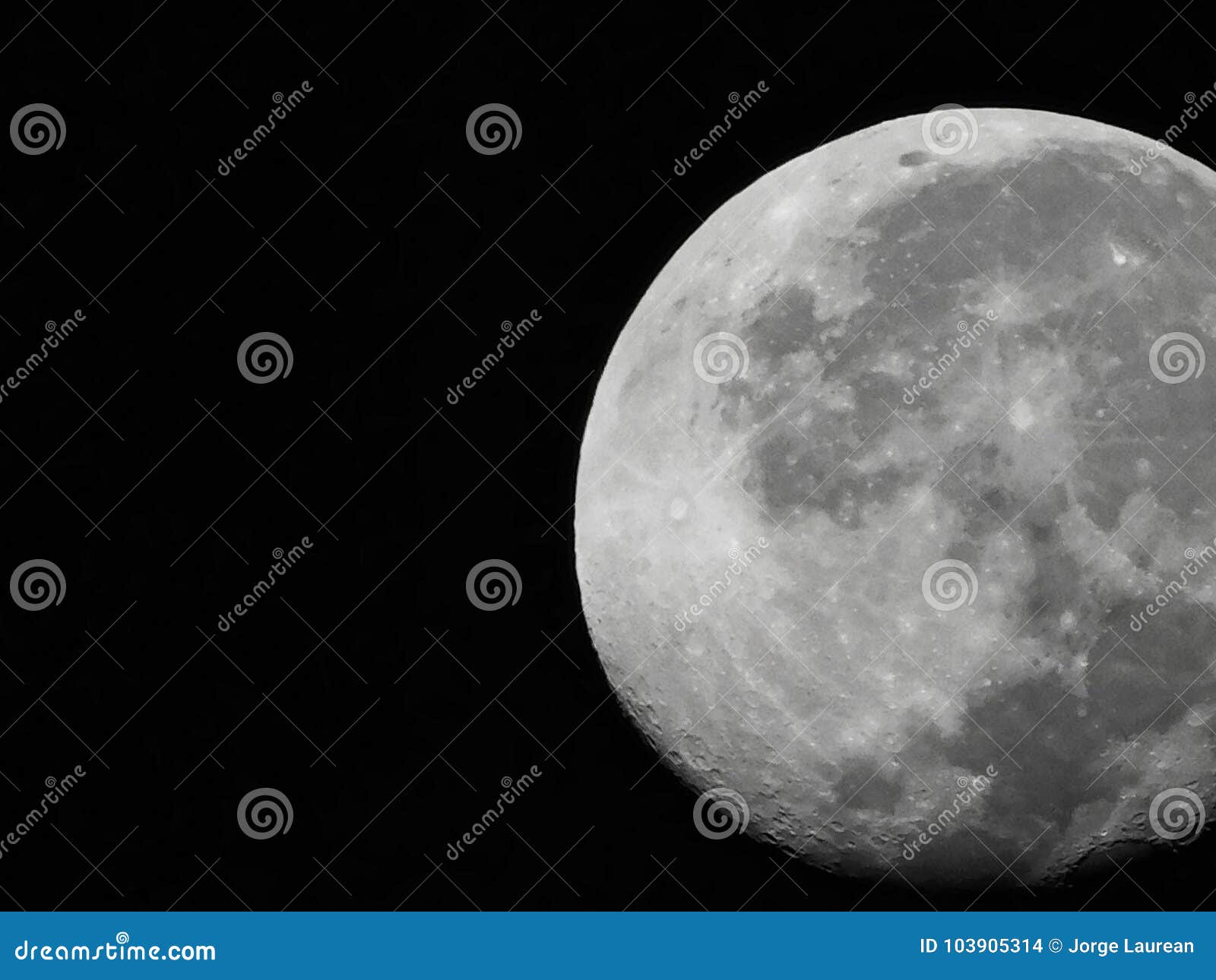 Visible Moon Side at Middle of the Image Stock Photo - Image of ...