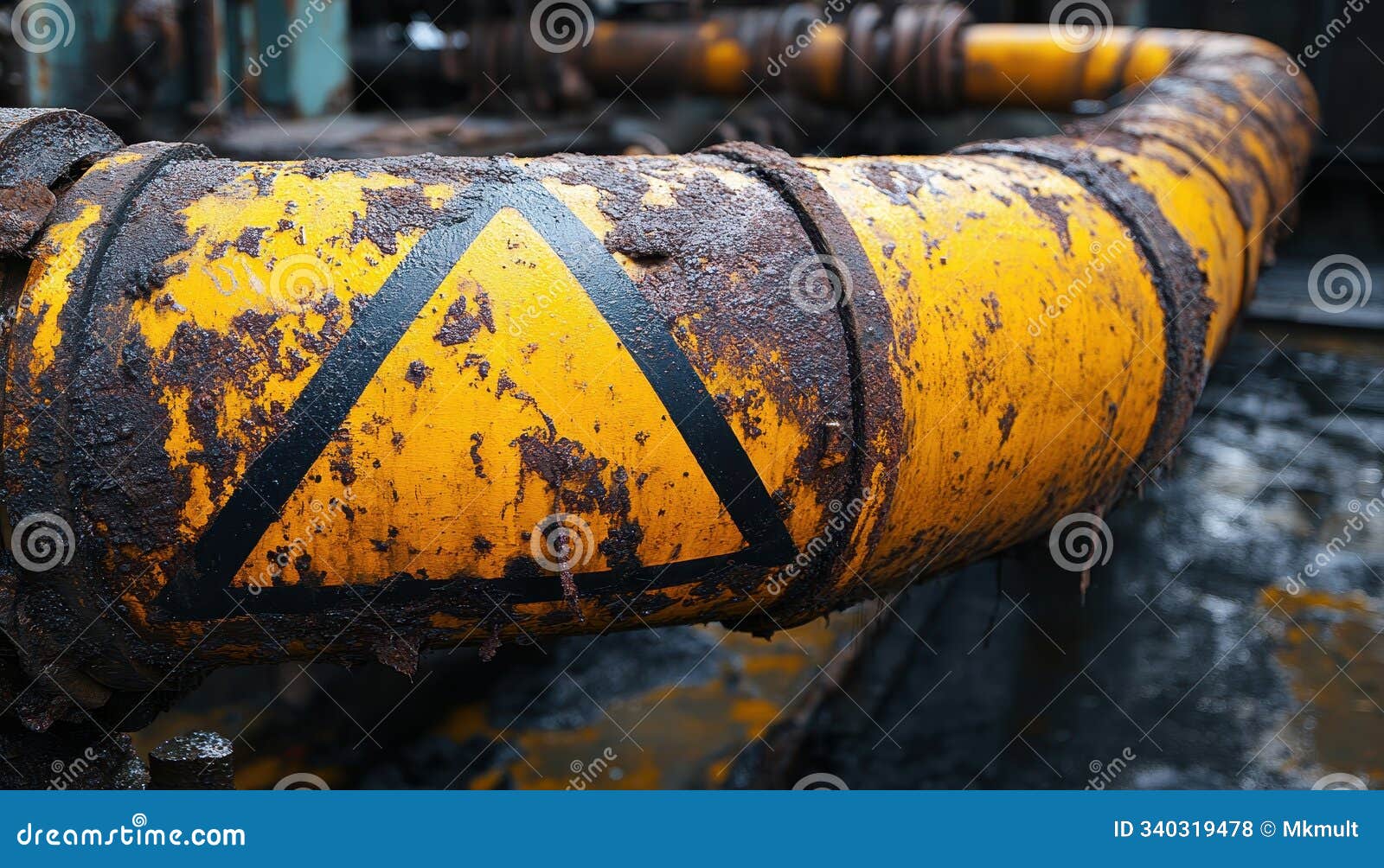 Safety Markings on Underground Utility Pipes at an Industrial Site ...