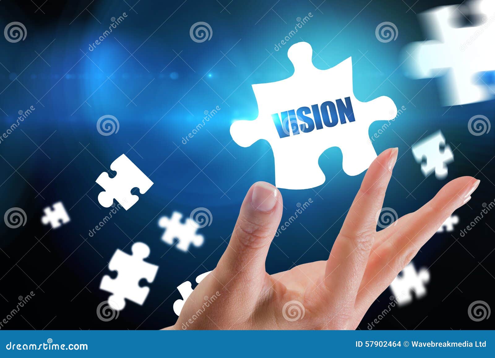 Vision Against Blue Background with Vignette Stock Photo - Image of ...