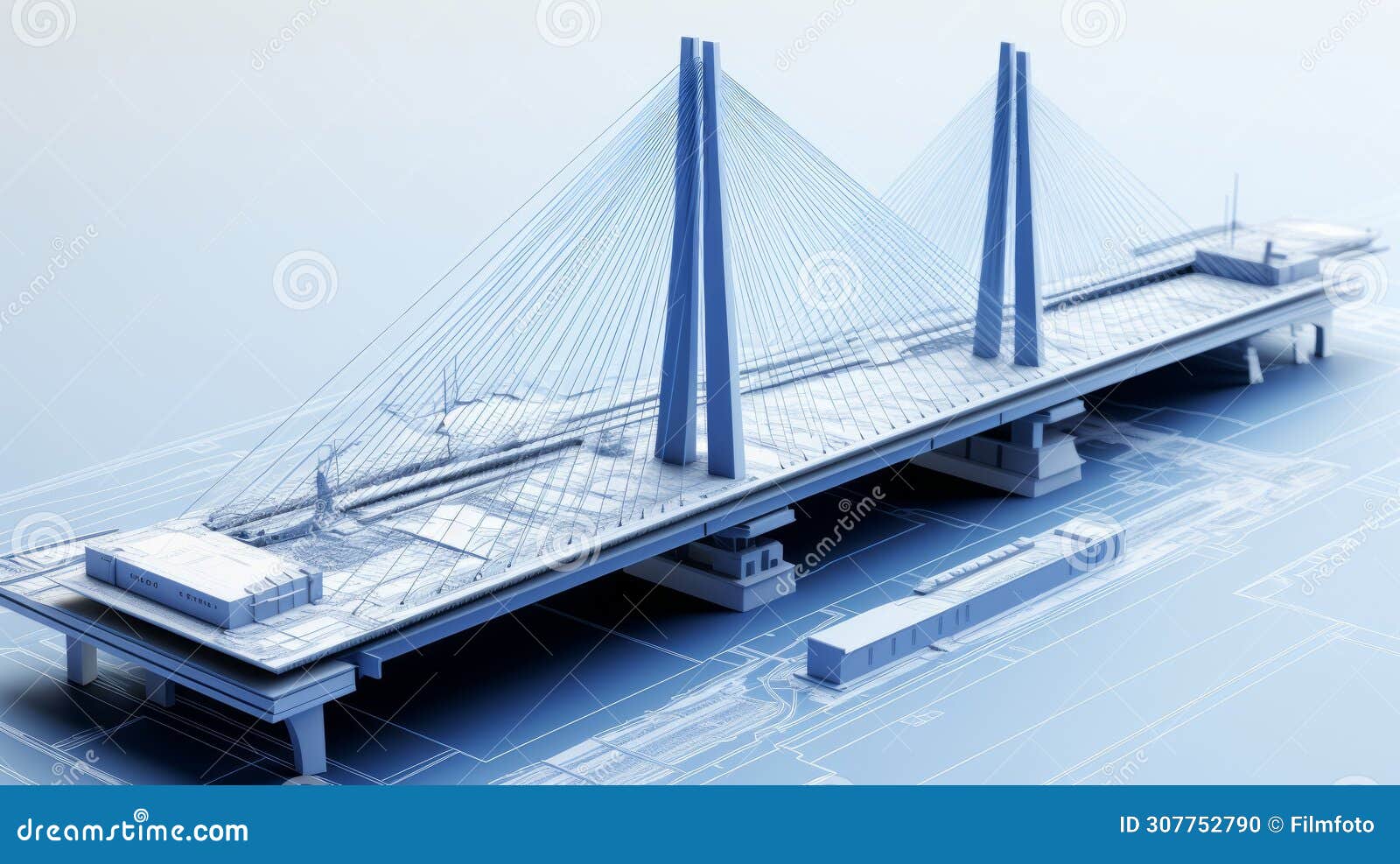 Vision of Architecture of a 3d Model Bridge Project with Blueprint ...
