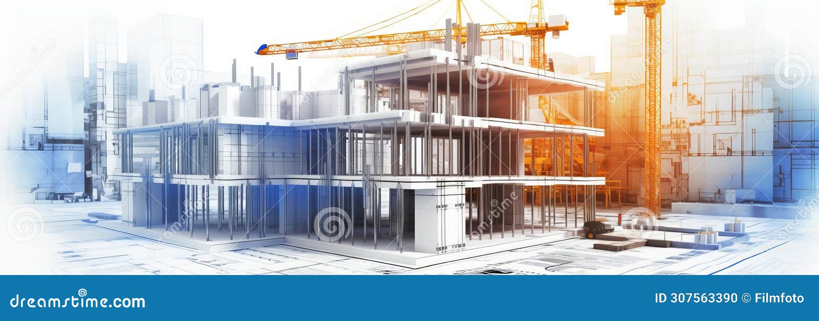 Vision of Architecture of a 3d Model House Project with Blueprint ...