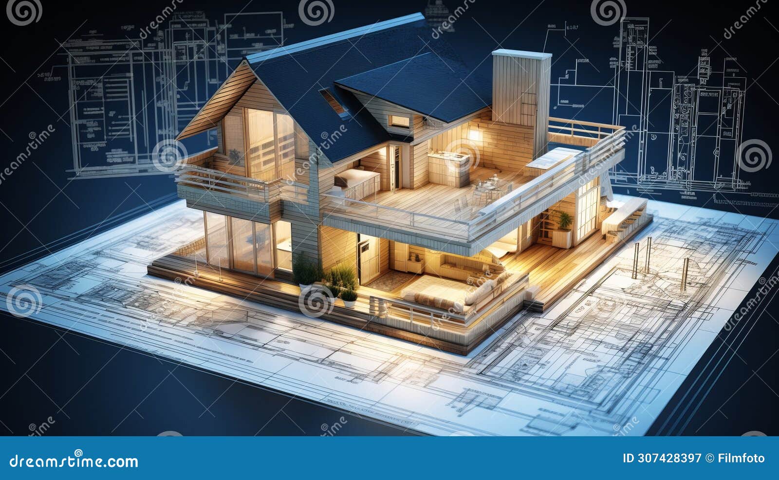 Vision Of Architecture Of A 3d Model Bridge Project With Blueprint ...