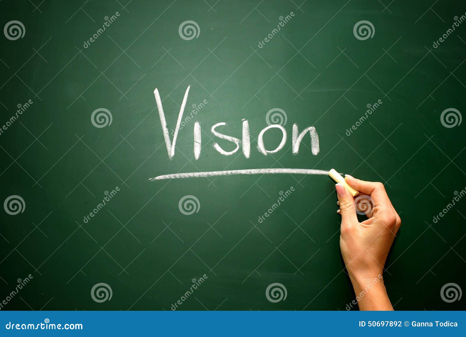 Vision on the Blackboard with Chalk Writing Stock Photo - Image of ...