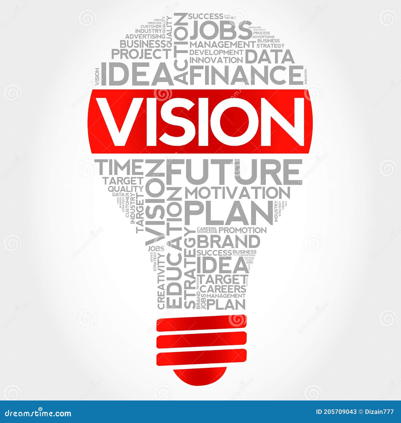 VISION bulb word cloud stock illustration. Illustration of finance ...