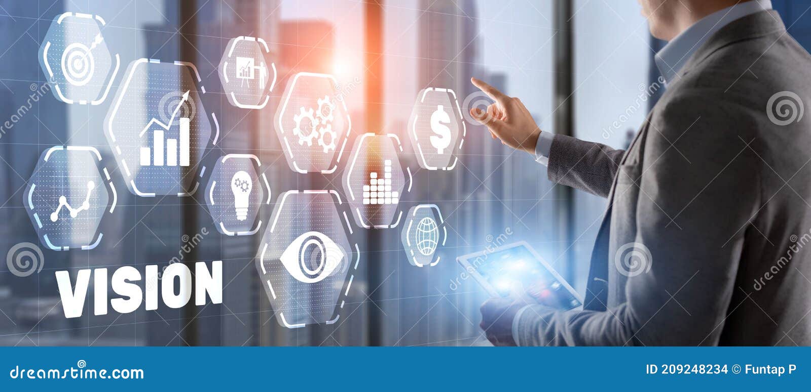 Vision Business Finance Concept on Virtual Screen. Stock Illustration ...