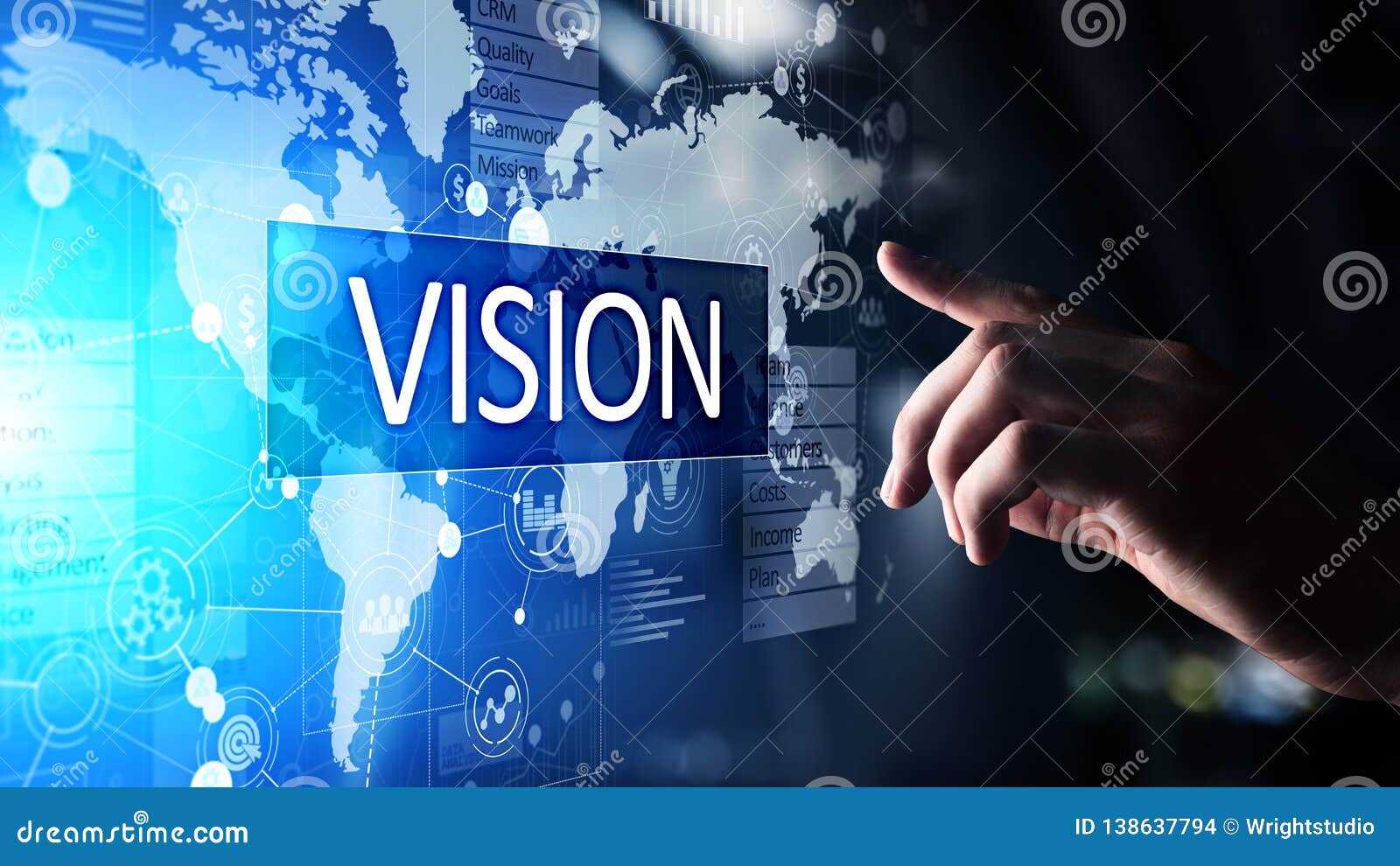Vision, Business Intelligence and Strategy Concept on Virtual Screen ...