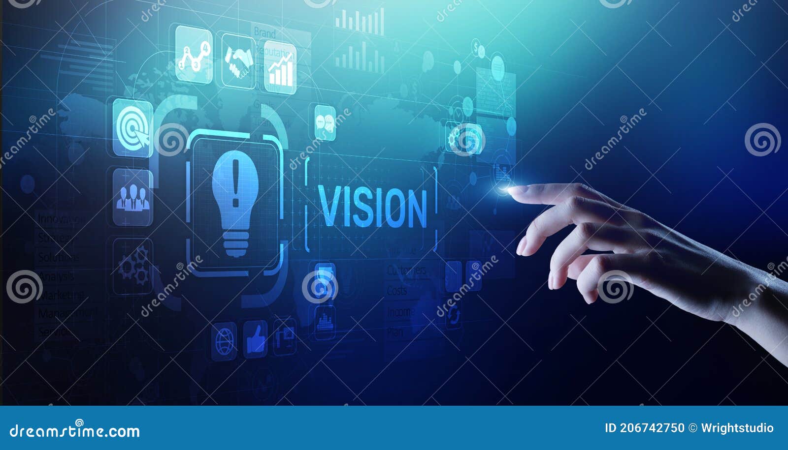 Vision, Business Intelligence and Strategy Concept on Virtual Screen ...