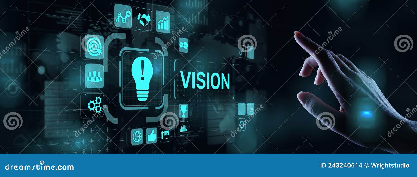 Vision, Business Intelligence and Strategy Concept on Virtual Screen ...