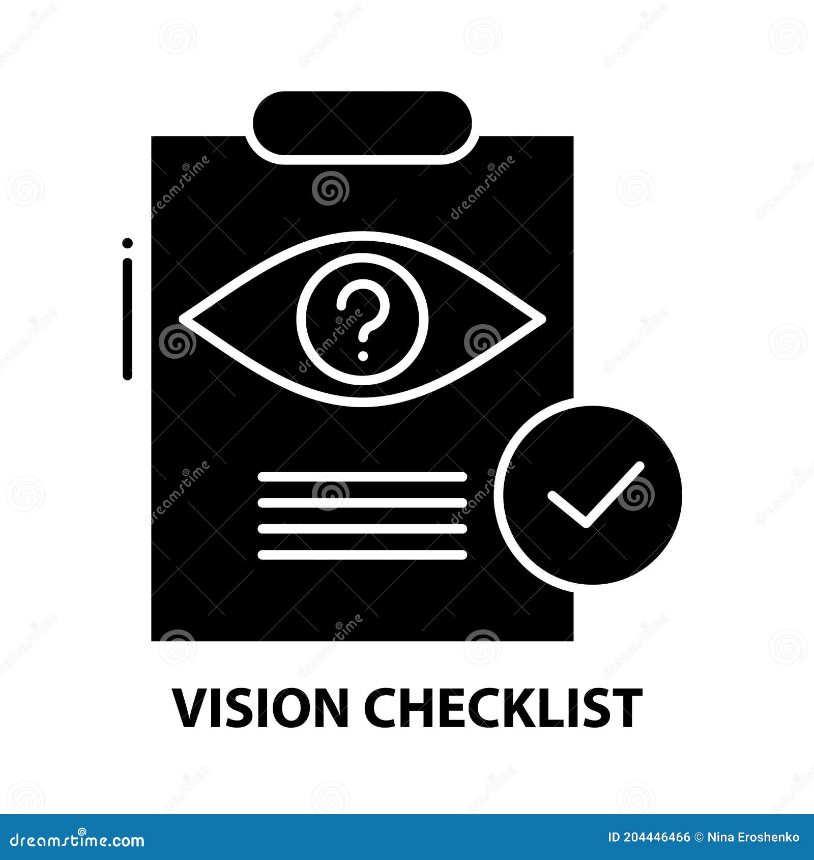 Vision Checklist Icon, Black Vector Sign with Editable Strokes, Concept ...