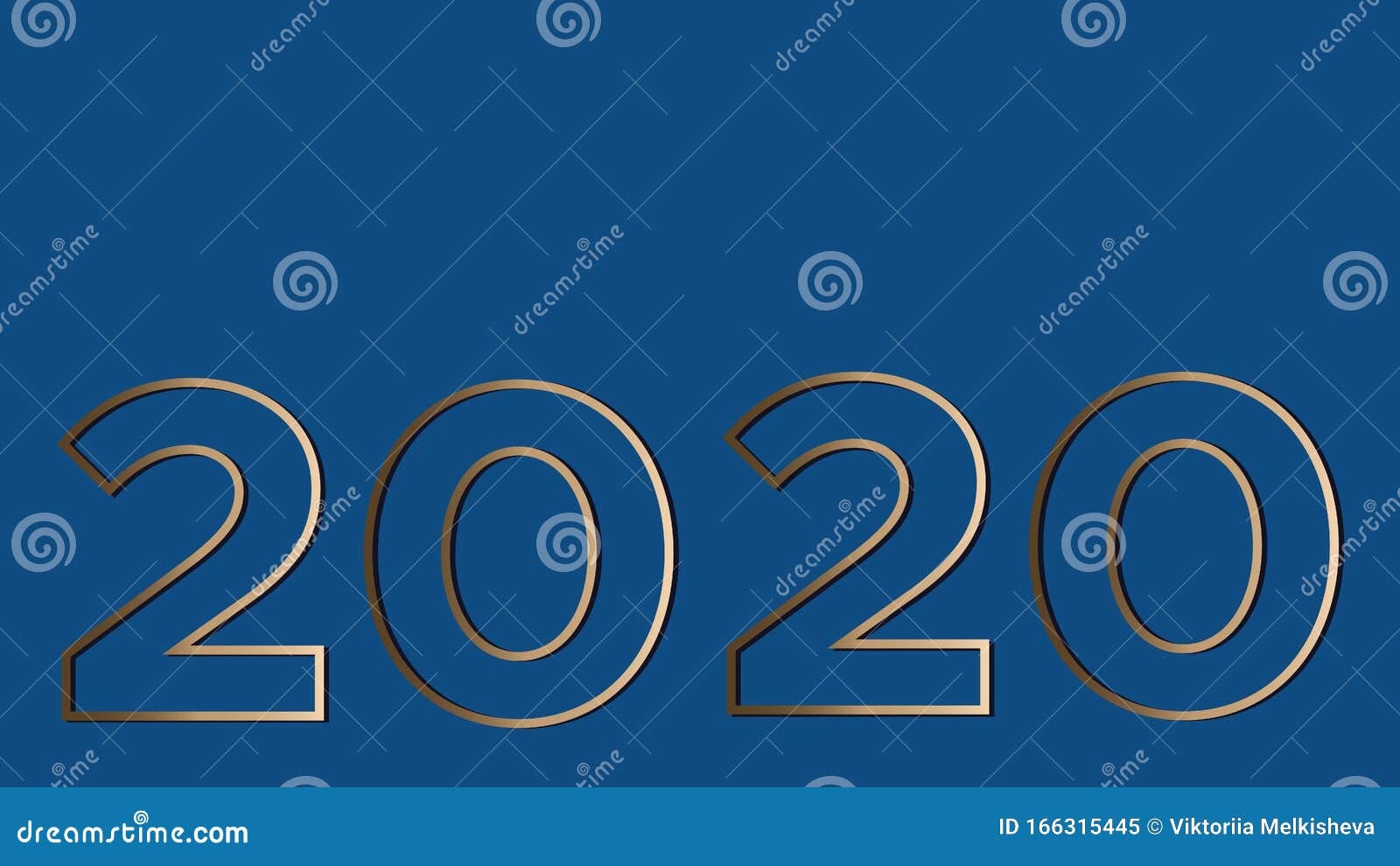 Vision 2020 on a Classic Blue Background Gold Large Contour Figures ...