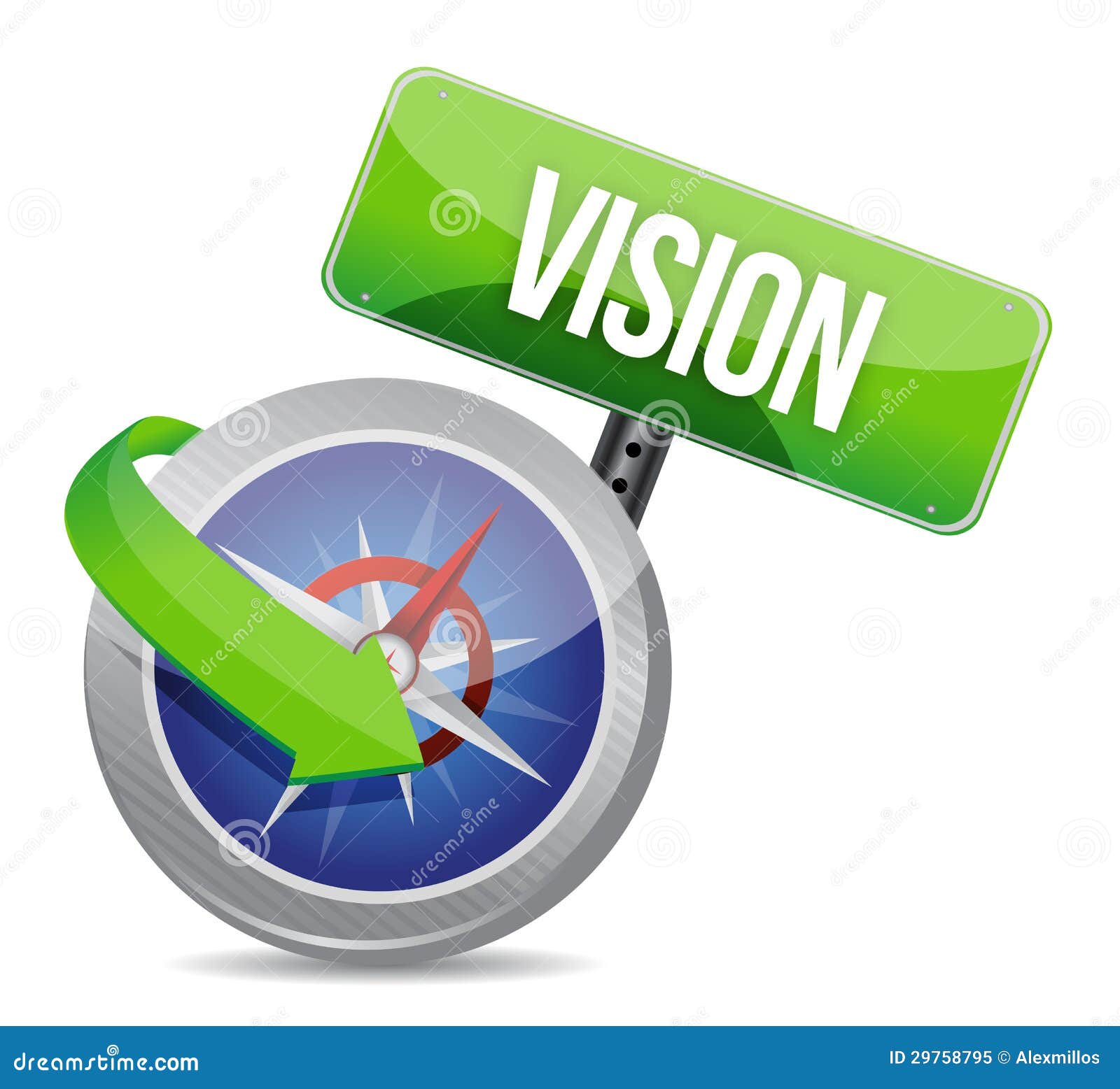 Vision on a compass stock illustration. Illustration of guidance - 29758795