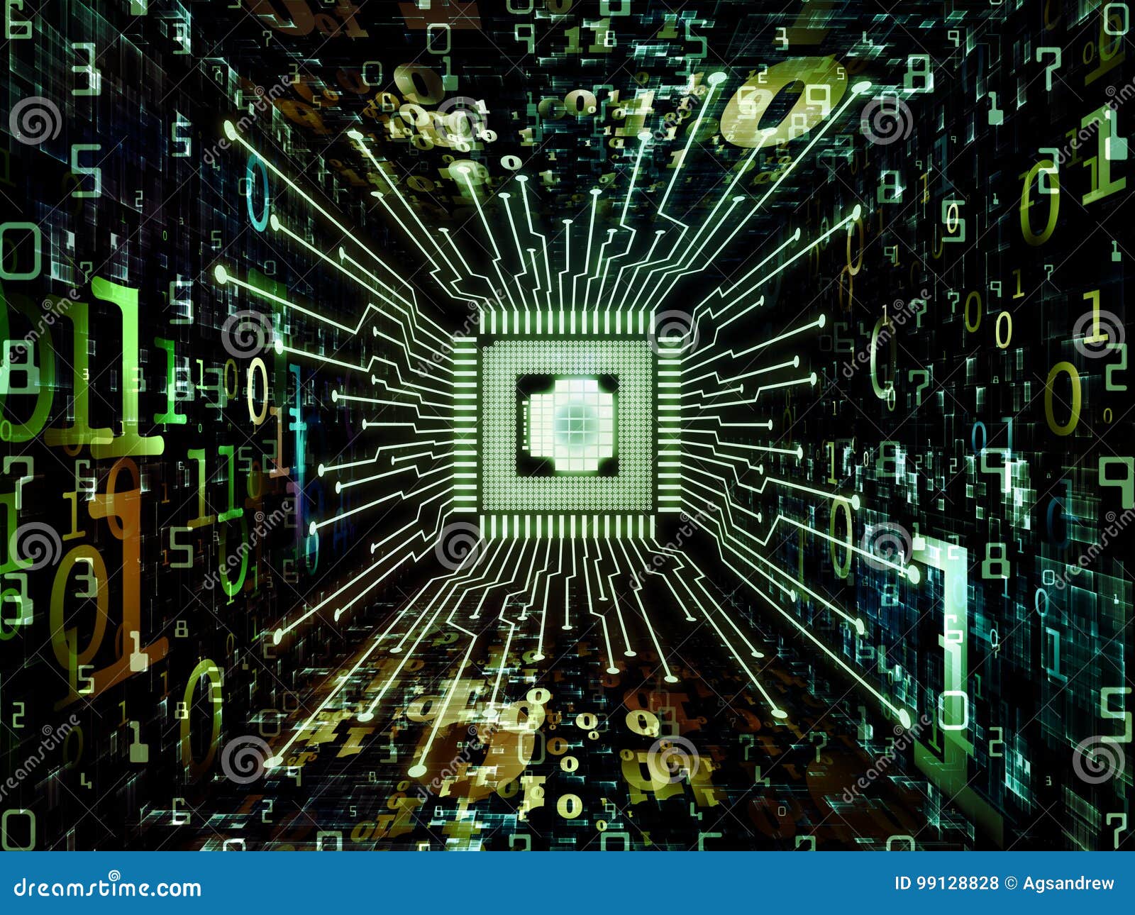 Vision of Computer CPU stock illustration. Illustration of hacking ...