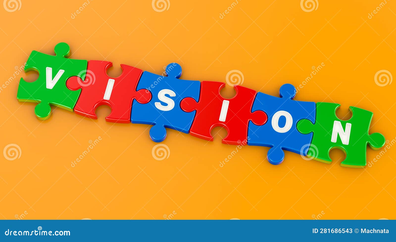 Vision Concept from Colored Puzzles on Orange Backdrop, 3D Rendering ...