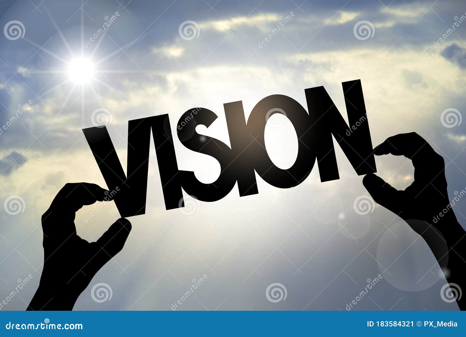 Vision Concept - Hands, Text, Sky Stock Image - Image of cloud, word ...