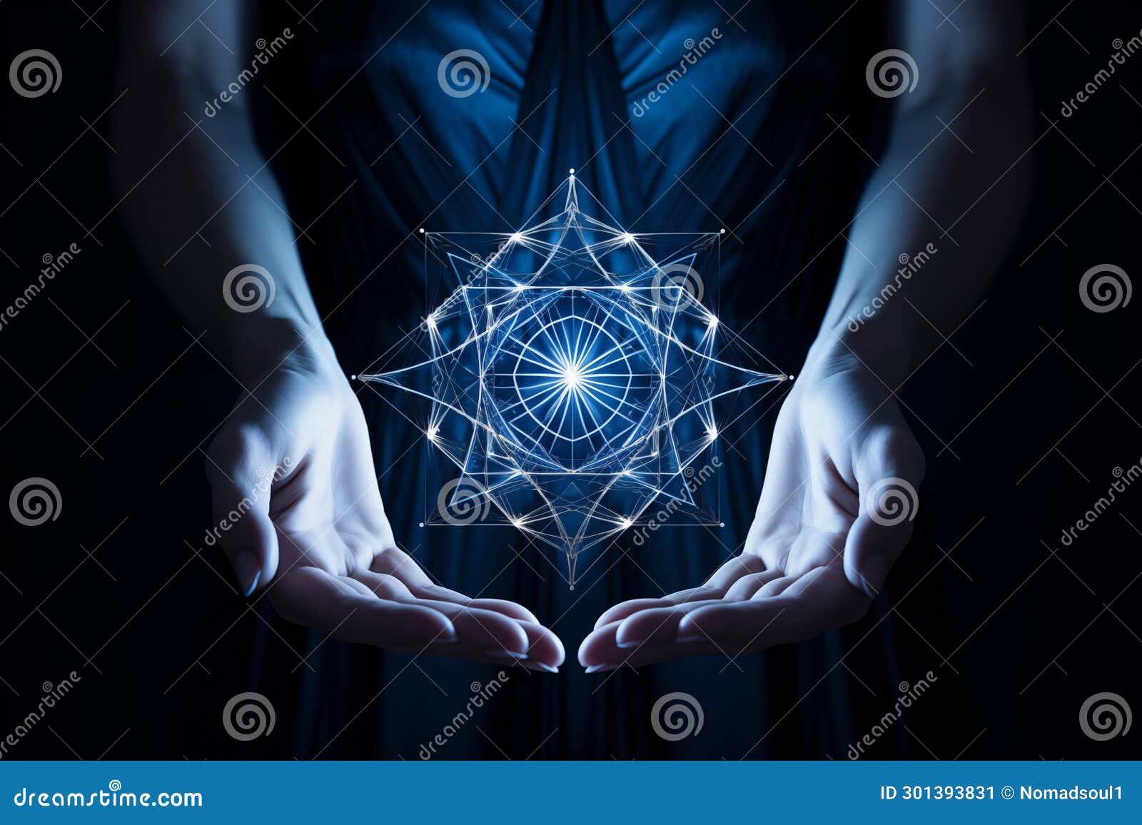 Connectivity and Unity Background with Human Hands Holding Crystal ...