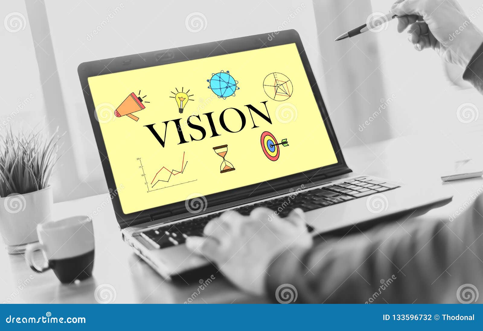 Vision Concept on a Laptop Screen Stock Photo - Image of laptop, view ...