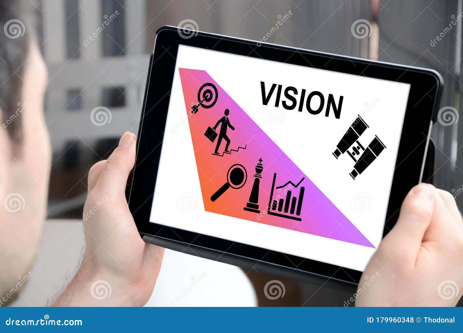 Vision concept on a tablet stock photo. Image of project - 179960348