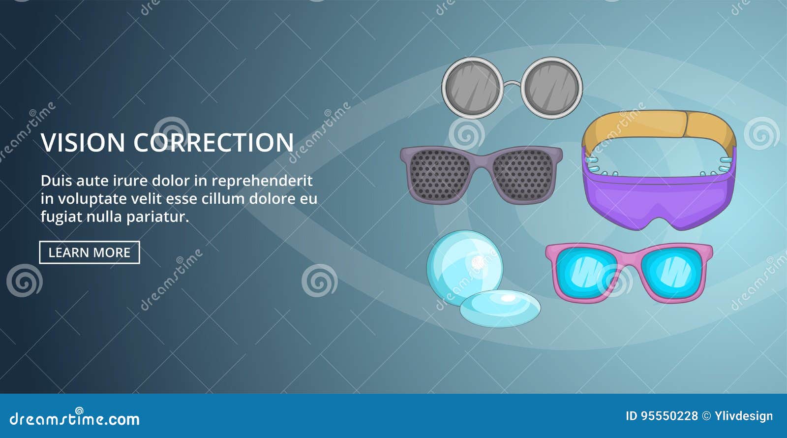 Vision Correction Banner Horizontal, Cartoon Style Stock Vector ...