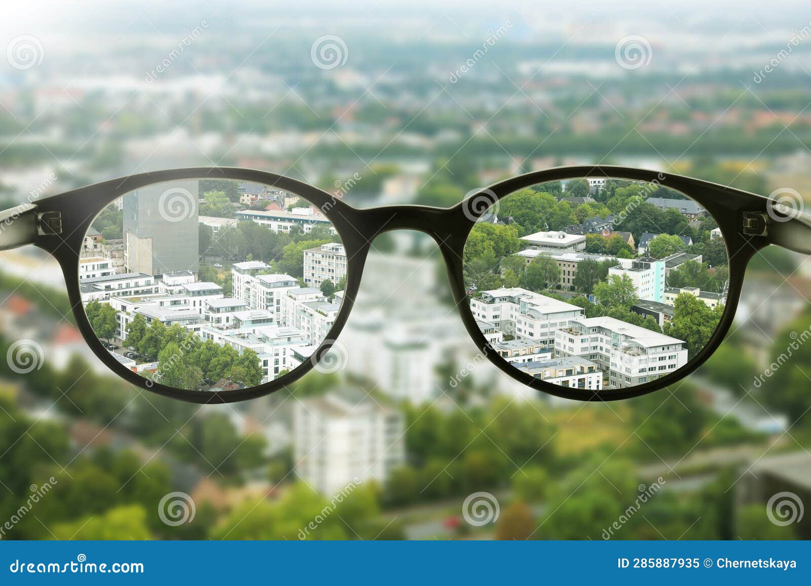 Vision Correction. Landscape Becoming Clearer when Looking through ...