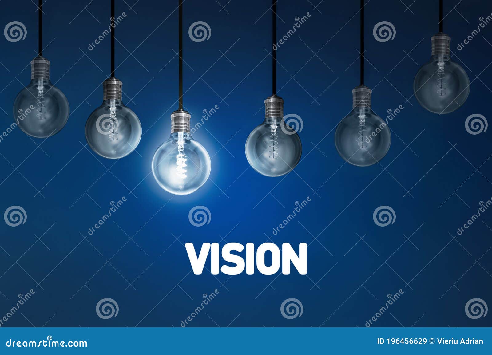 Vision , Creativity Innovation Illuminated Light Bulb Row Dim Ones ...