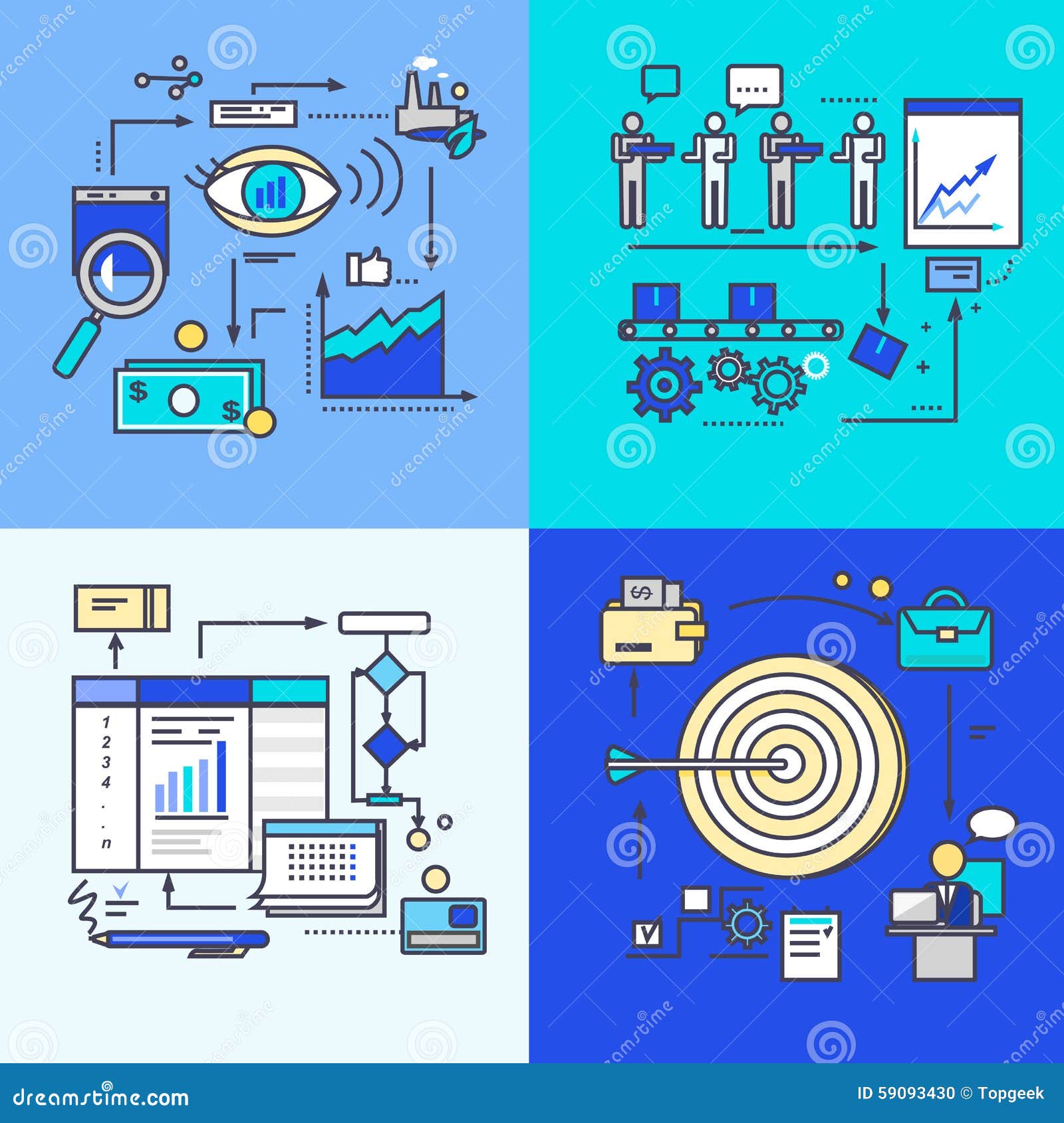 Vision Development, Progress and Workflow Goal Stock Vector ...