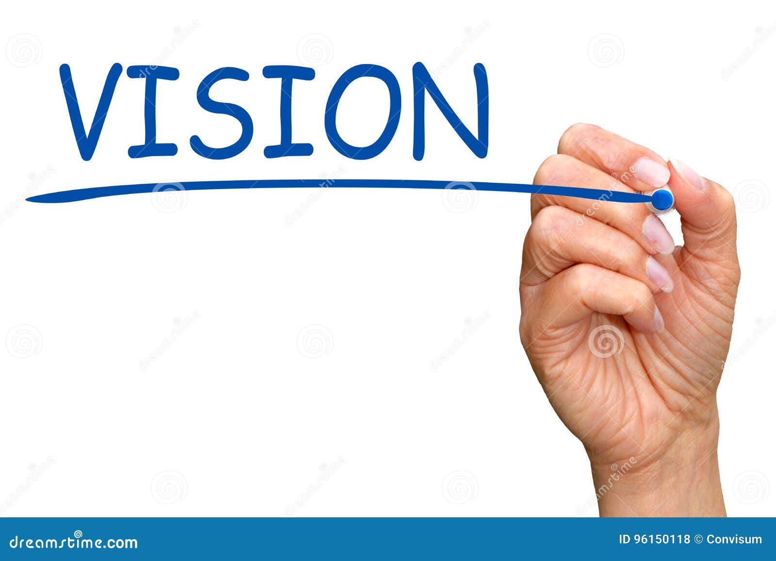 Vision - Female Hand Writing Blue Text Stock Photo - Image of marketing ...