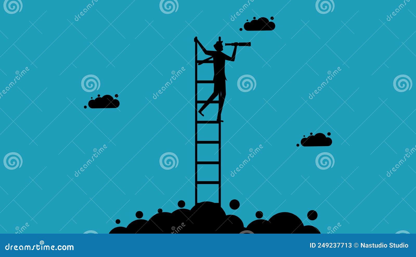 Vision and Forecasting the Future. Telescope on Stairs Stock Vector ...